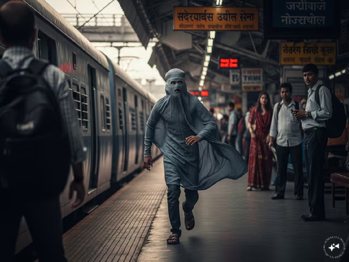 A burqa-clad woman boarded a local train, ran off at the station, CCTV ...